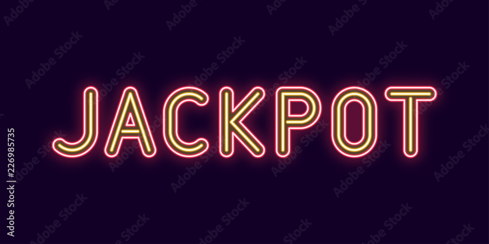 Neon inscription of Jackpot. Vector illustration Stock Vector | Adobe Stock