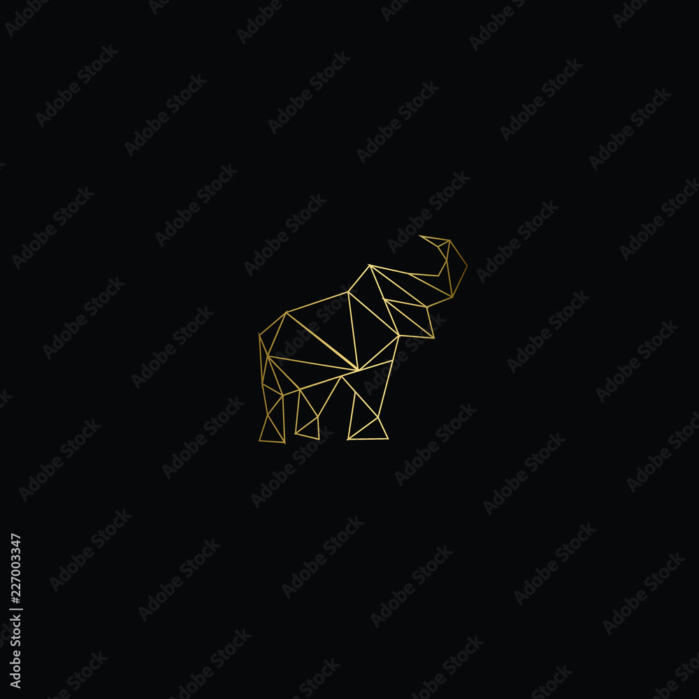 Minimal Geometric Lineart Abstract Elephant Iconic Logo Design in ...