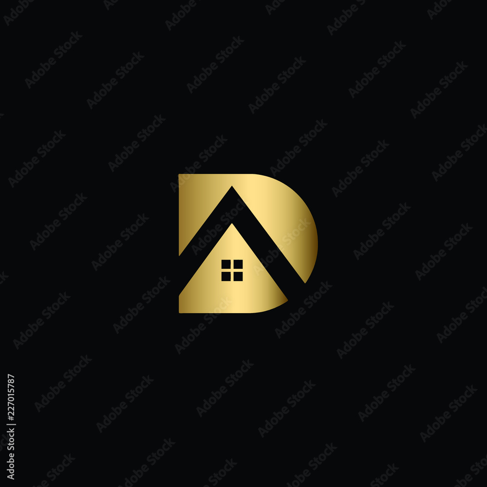 Minimal Solid Real Estate Letter D House Logo Design Stock Vector ...