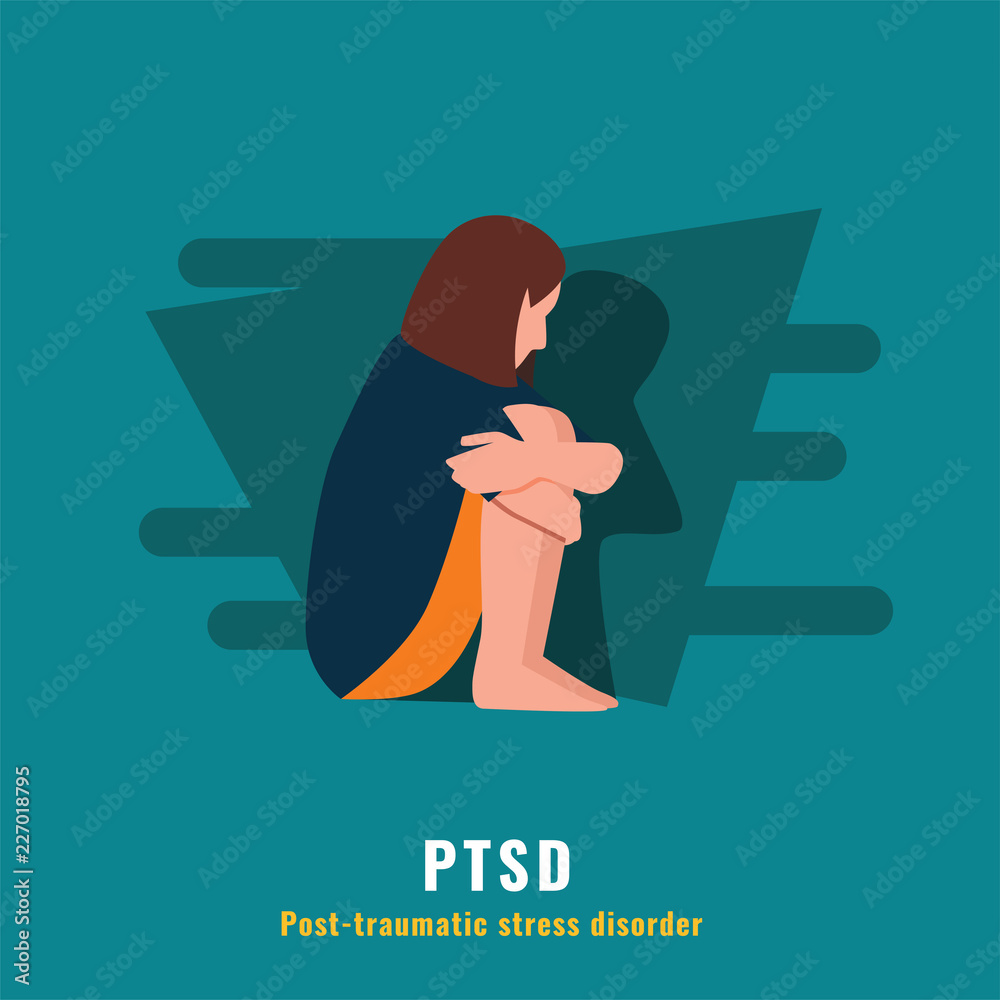 PTSD. Post traumatic stress disorder. Mental health illustration Stock ...