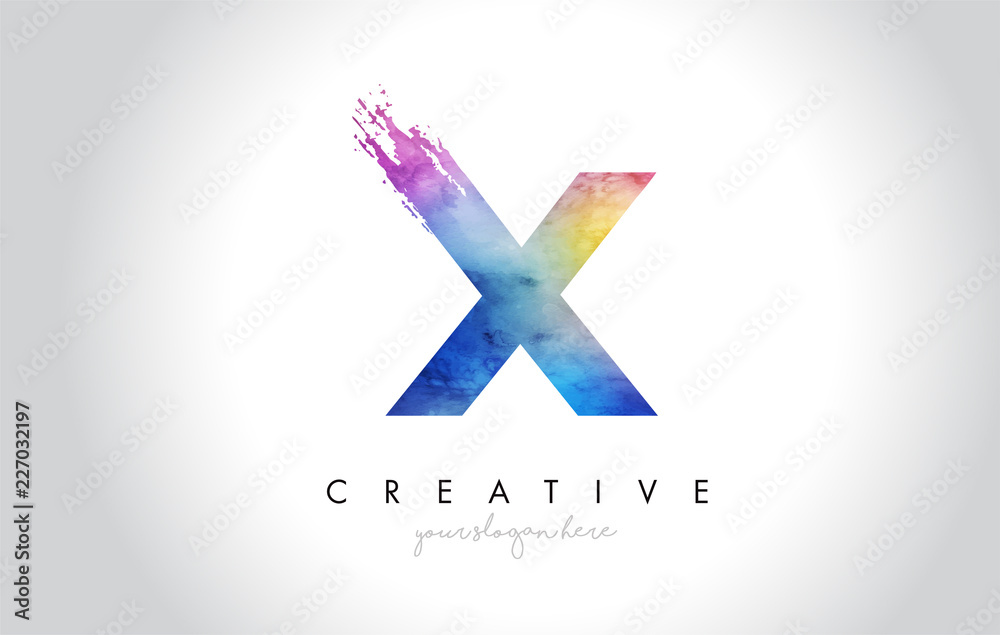 X Paintbrush Letter Design with Watercolor Brush Stroke and Modern ...