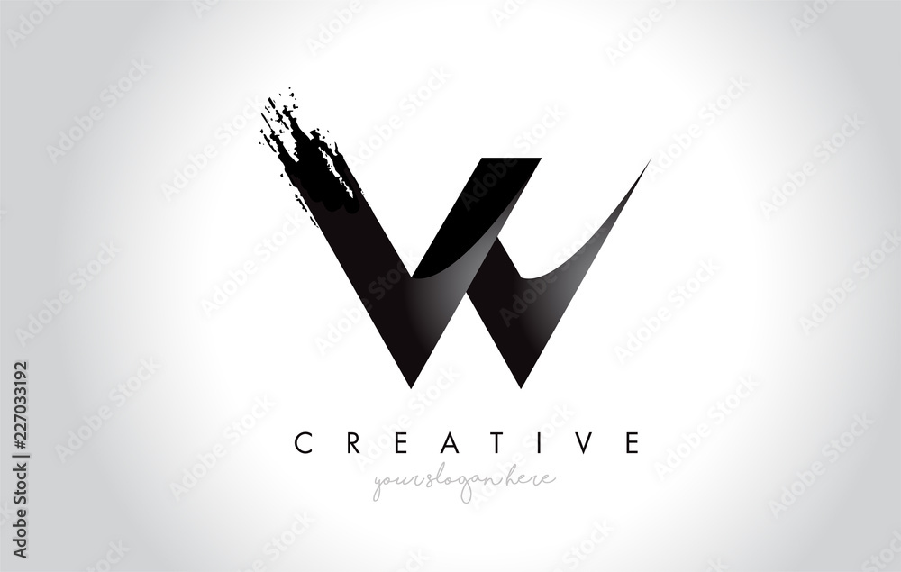 W Letter Design with Brush Stroke and Modern 3D Look. Stock Vector ...