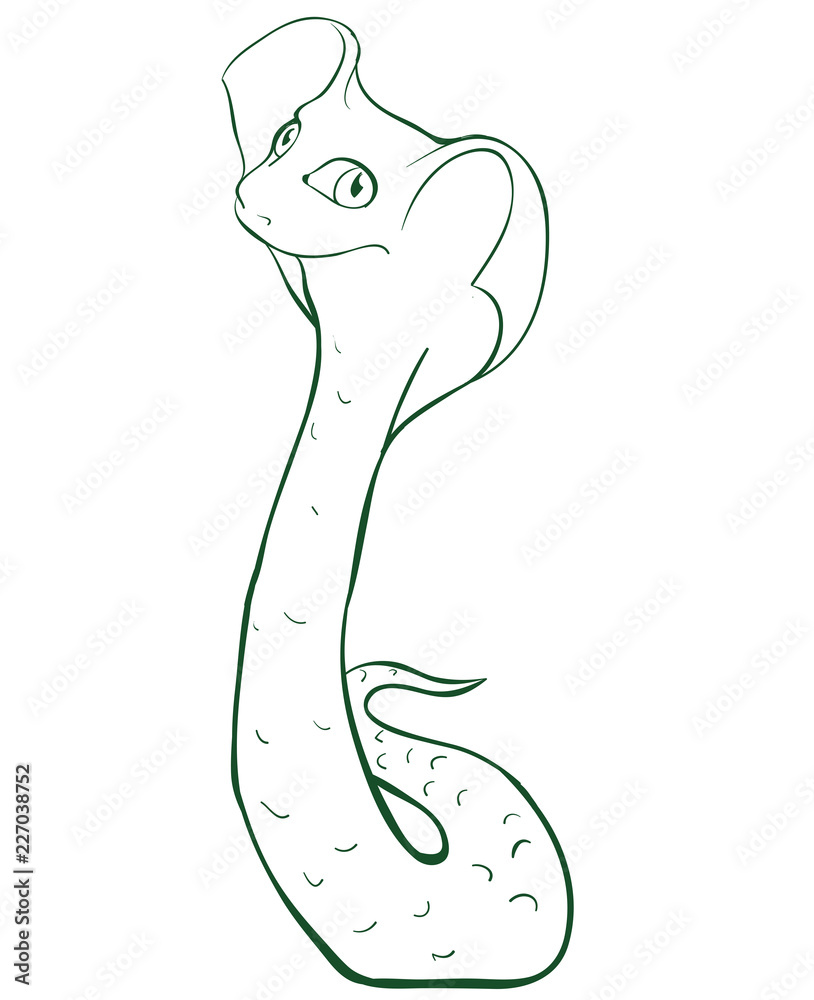 Smiling Snake. line isolated. Vector cartoon image Stock Vector | Adobe ...