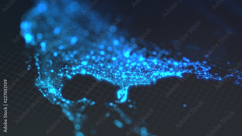 dark earth map with glowing details of city and human population ...