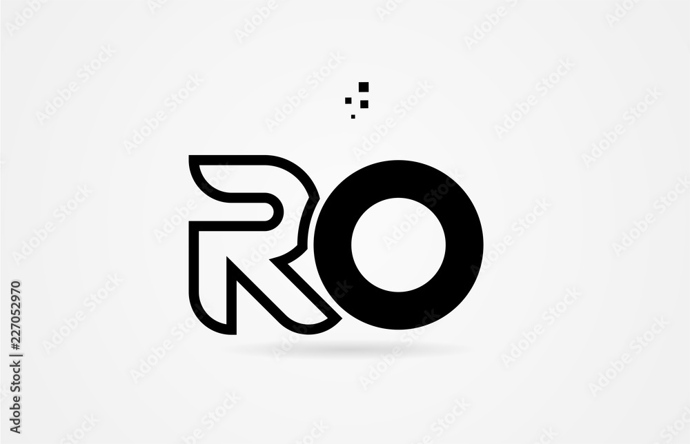black and white alphabet letter ro r o logo icon design Stock Vector ...