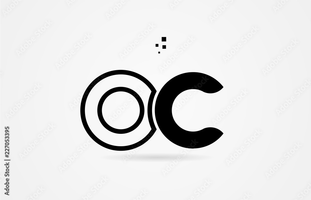 black and white alphabet letter oc o c logo icon design Stock Vector ...