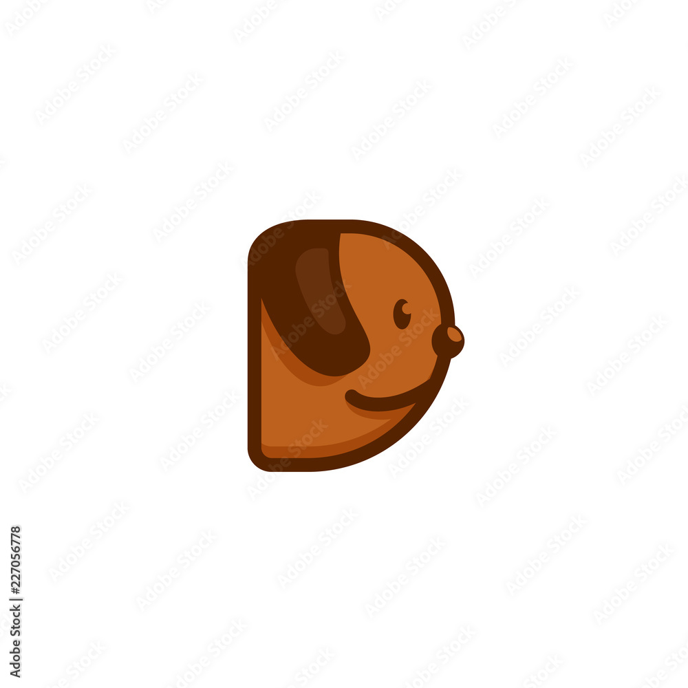 Alphabet Letter D dog logo icon symbol cute illustration style Stock ...