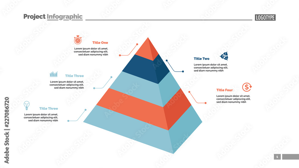 Five level pyramid chart. Diagram, slide, template. Creative concept ...