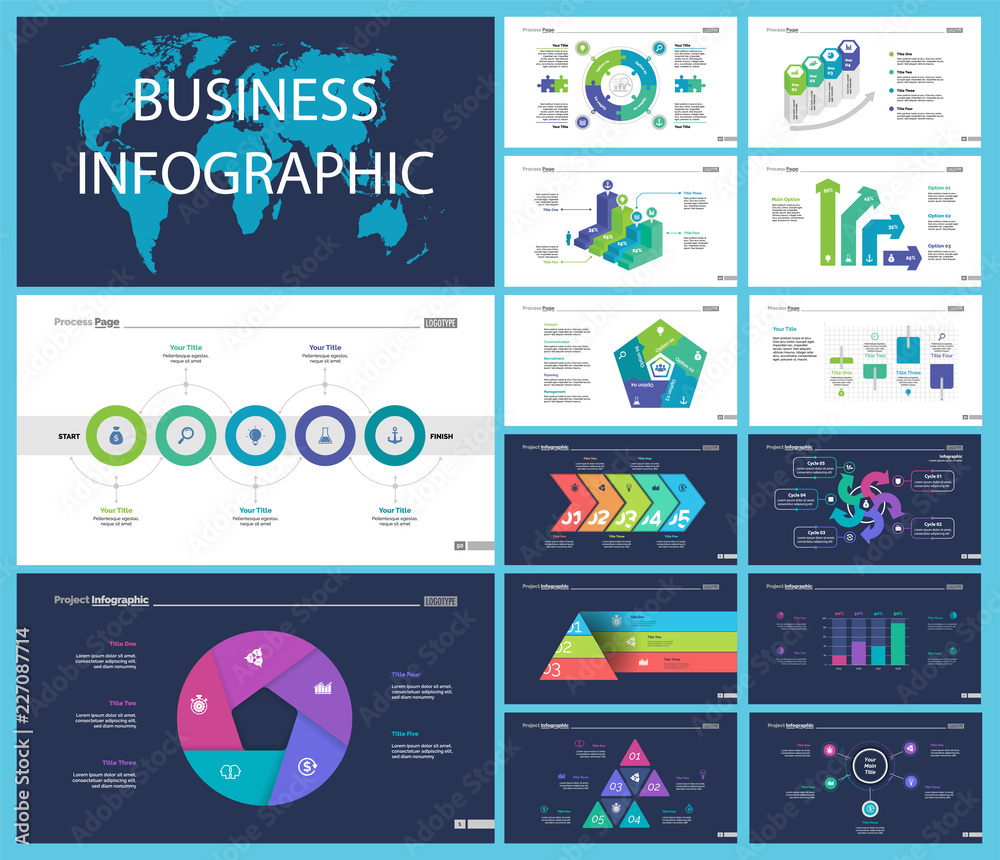 Creative business infographic diagram set can be used for annual report ...