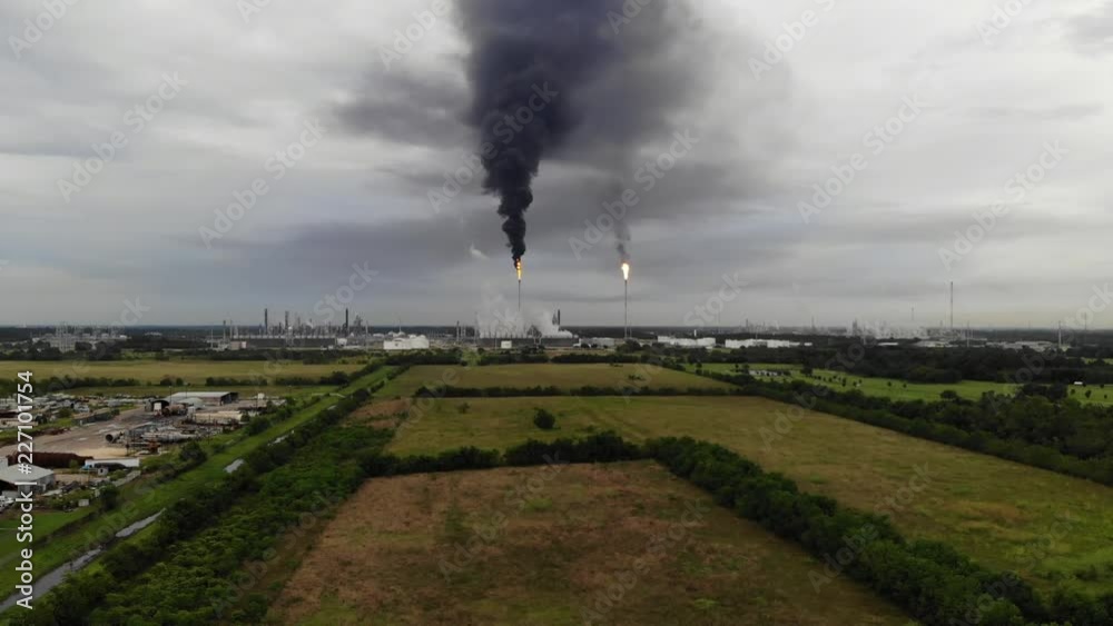 Chemical Plant Conducting Controlled Flaring to Burn Off Excess ...
