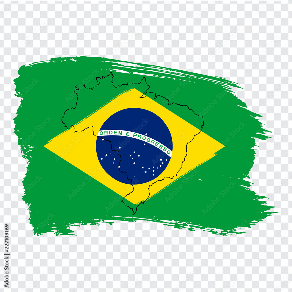 Flag Brazil from brush strokes and Blank map Brazil. High quality map ...
