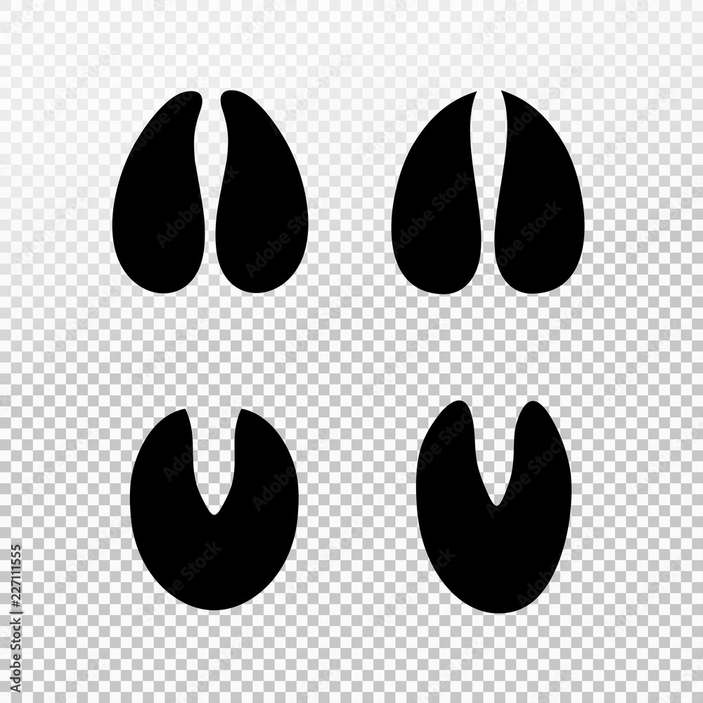 Footprint pigs flat icon. For animal apps and websites. Black traces of ...