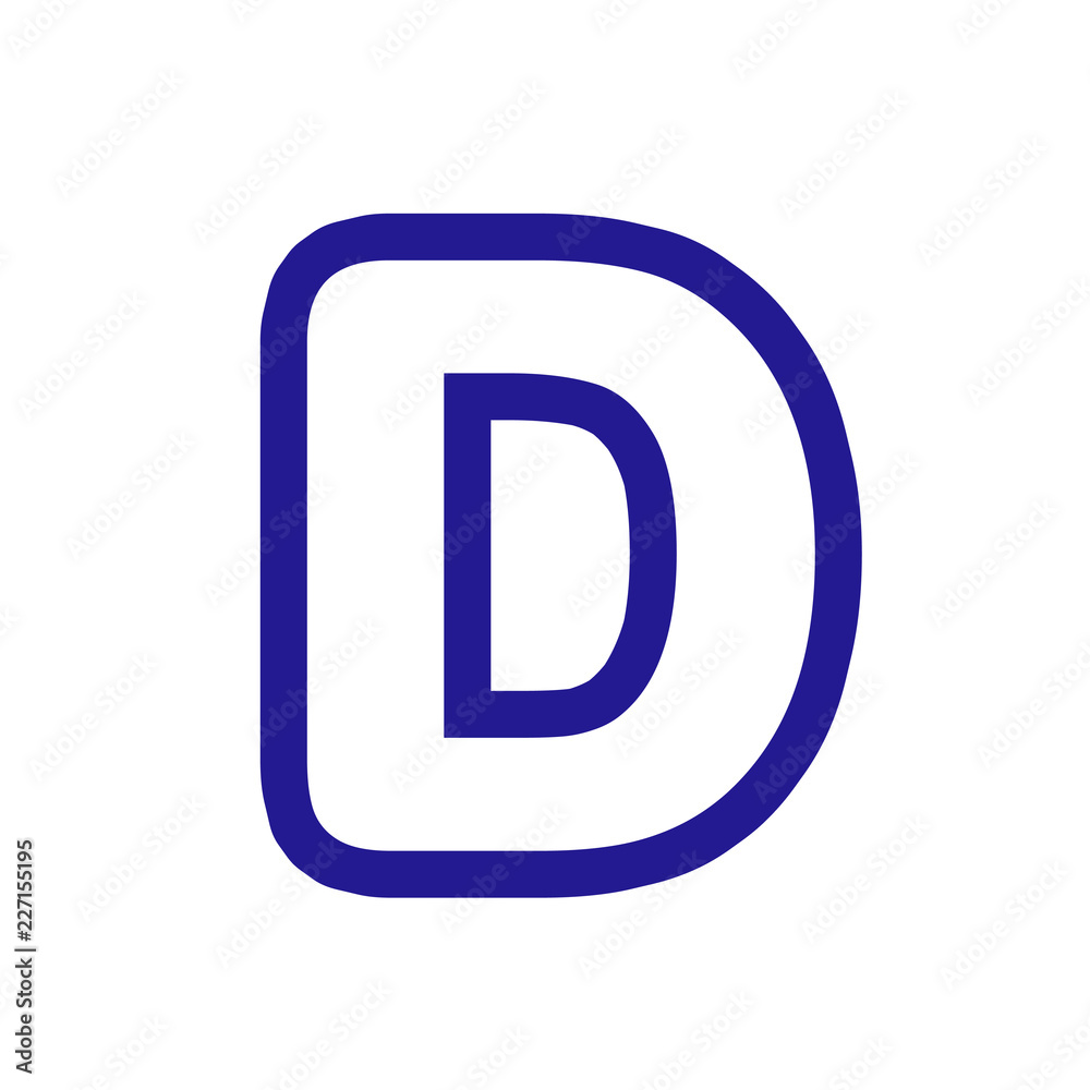 letra do alfabeto na cor azul com fundo branco d 素材庫插圖 | Adobe Stock