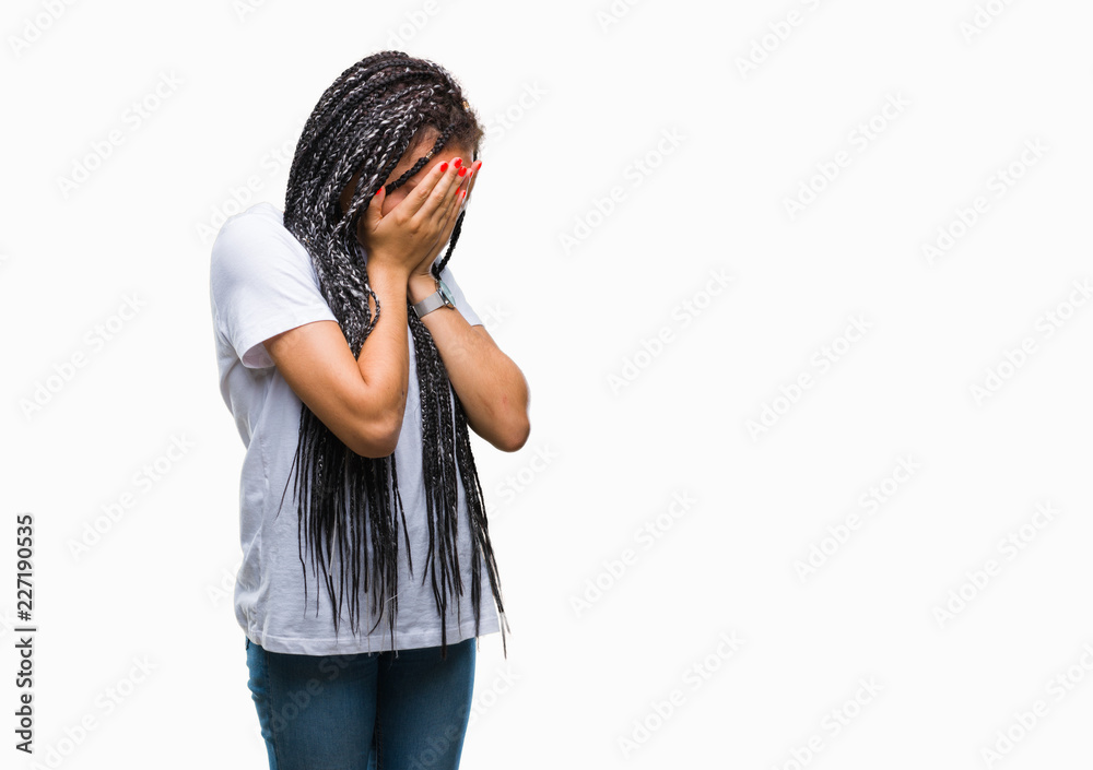 Young braided hair african american girl over isolated background with ...