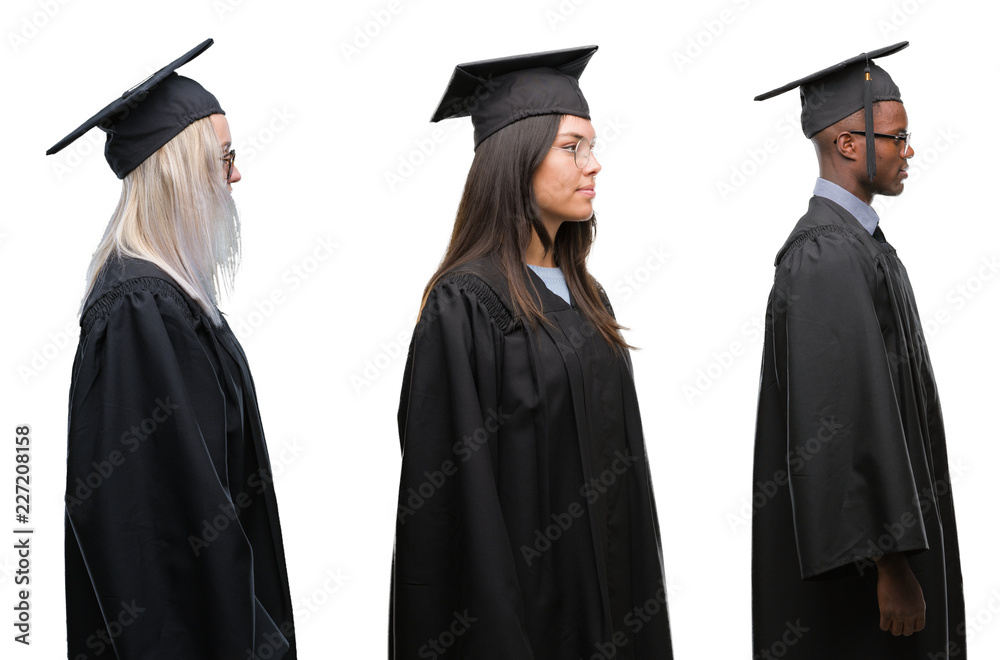 Collage of group of young student people wearing univerty graduated ...