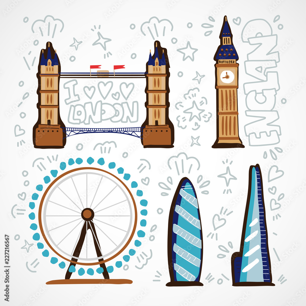 London Skyline abstract Vector illustration with british architectural ...