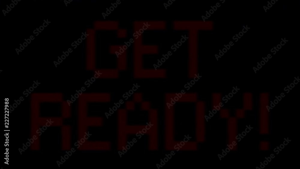 Analog VHS tape distortion: a flashing text with the words Get Ready ... Analog VHS tape distortion: a flashing text with the words Get Ready ...