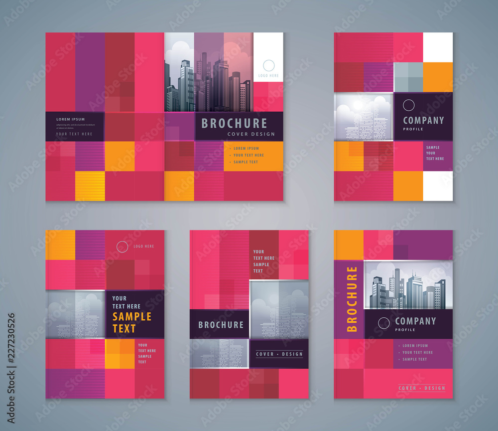 Cover Book Design Set, Abstract Pixel Background vector Template ...