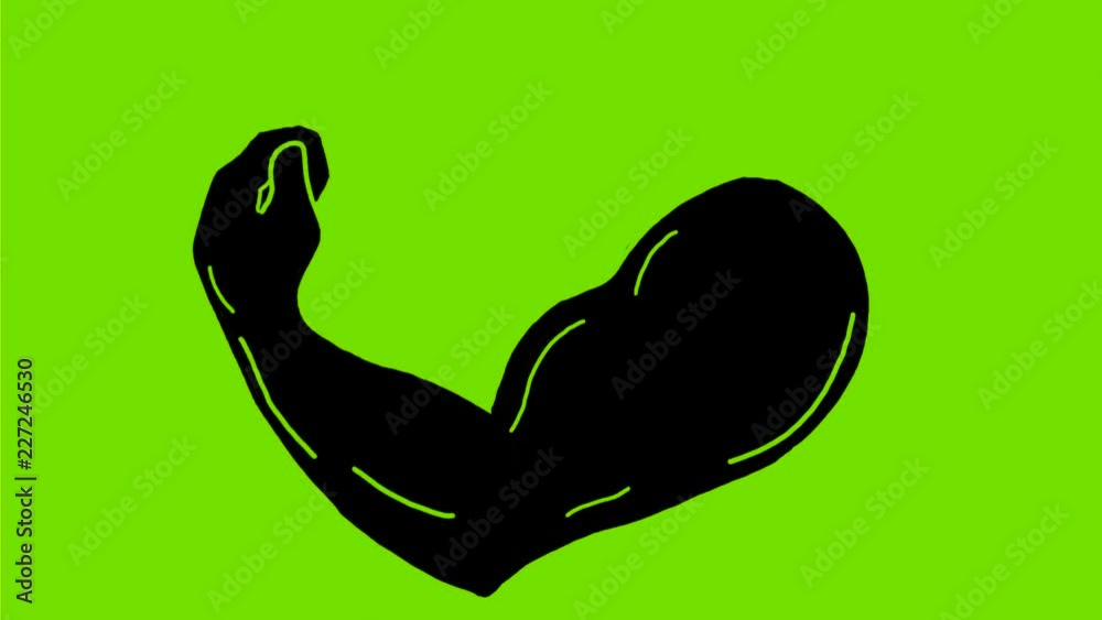 2d Animation motion graphics showing a drawing of a muscular arm ...