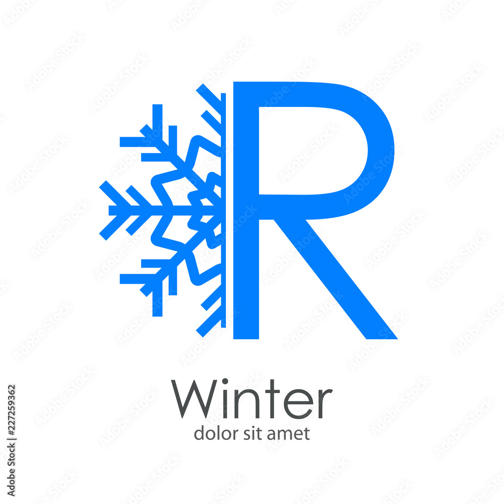 Logotipo letra R azul con estrella de frío Stock Vector | Adobe Stock