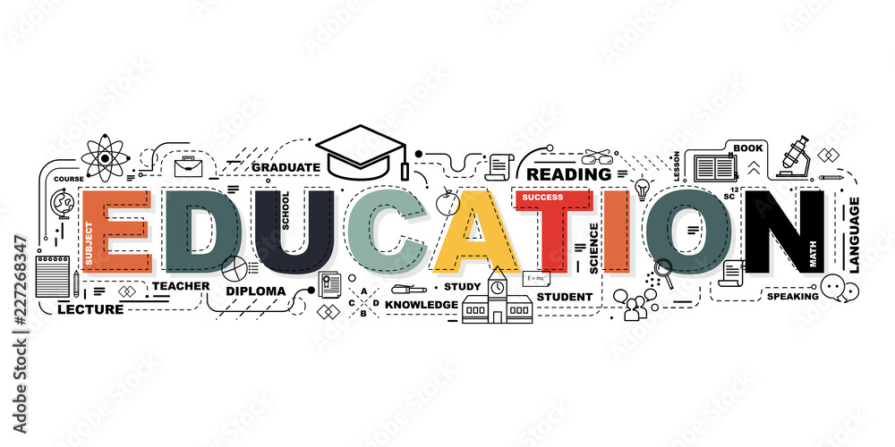 Design Concept Of Word EDUCATION Website Banner. Stock Vector | Adobe Stock