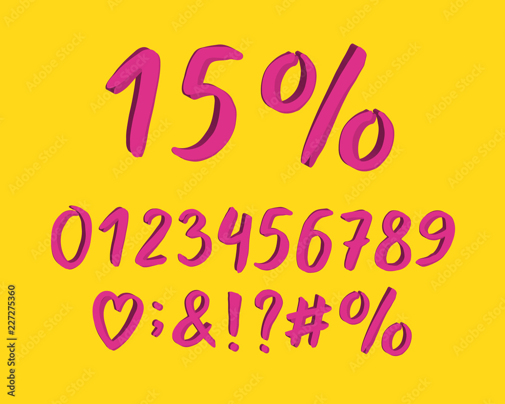 Alphabet Modern Design Hand Brush Font Lettering Style Numbers