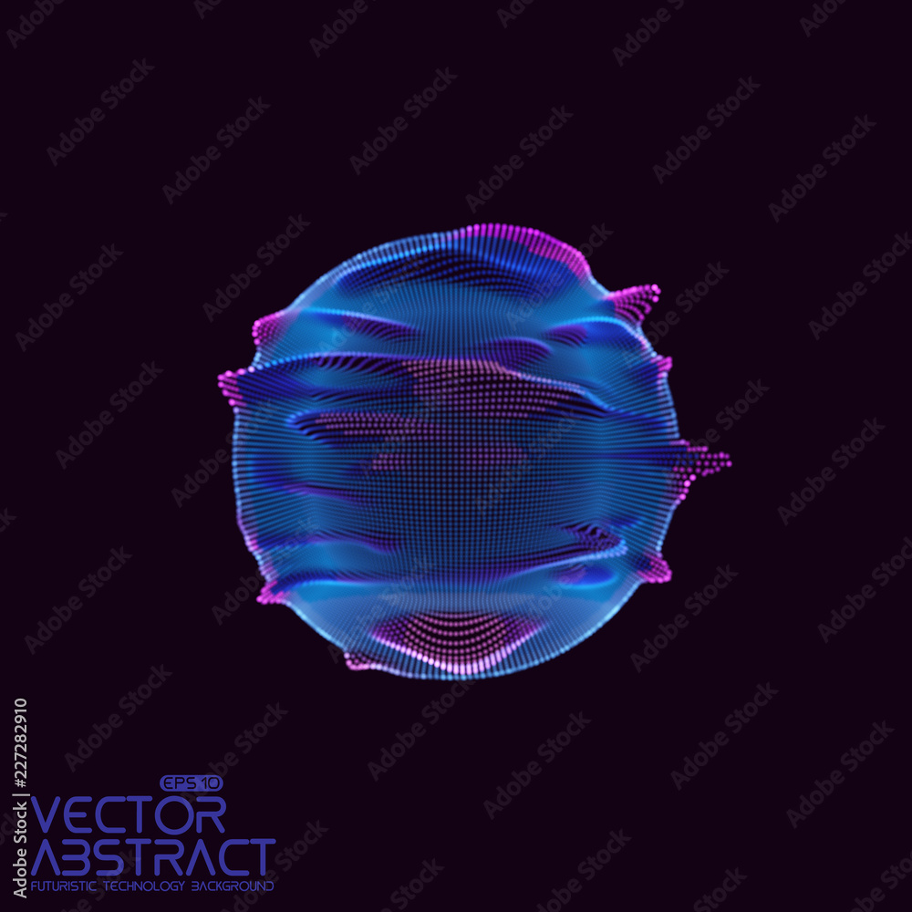 Vector abstract sphere of particles, points array. Futuristic vector ...