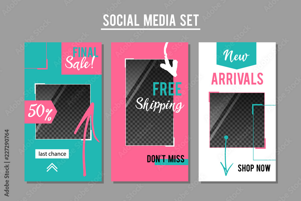 Social media promotion banners set. Vector graphic design templates for ...