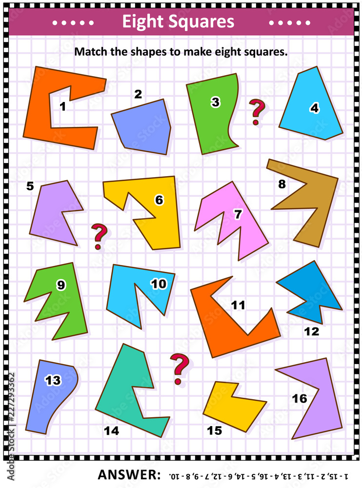 IQ and spatial reasoning skills training math visual puzzle: Match the ...