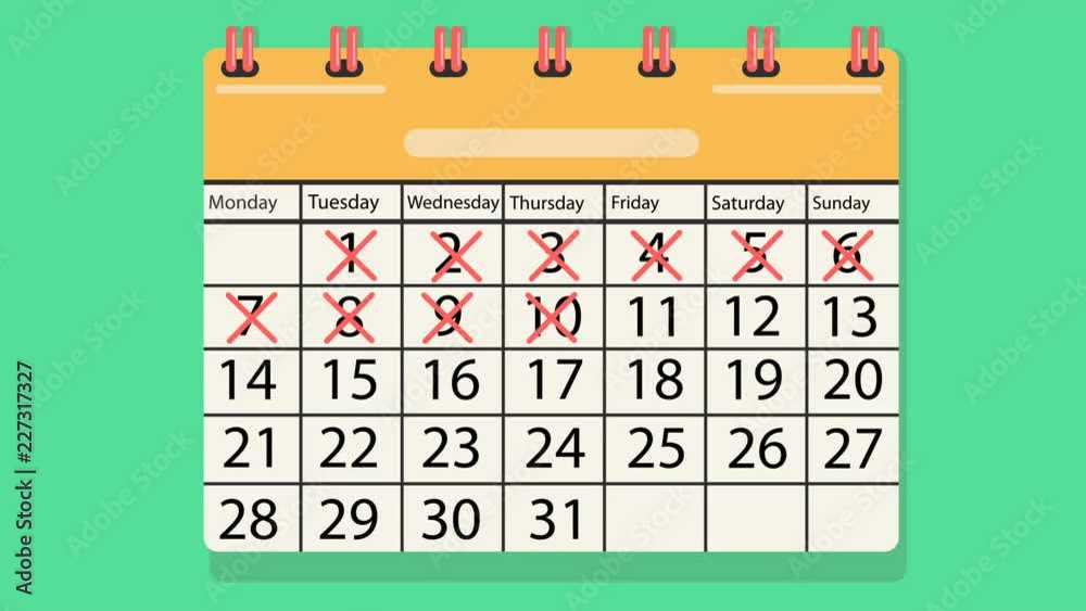 strikethrough the number with a red x on the calendar Stock ビデオ | Adobe ...