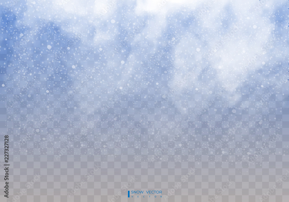 Falling snow on a transparent background. Snow clouds or shrouds. Fog ...