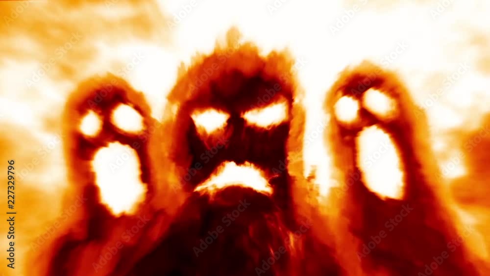 Vidéo Stock Scary burning monsters shadows. Cruel ghosts attack ...