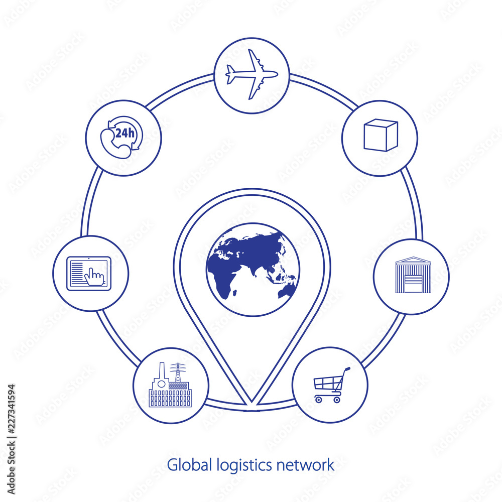 Global logistics network. Map global logistics partnership connection ...