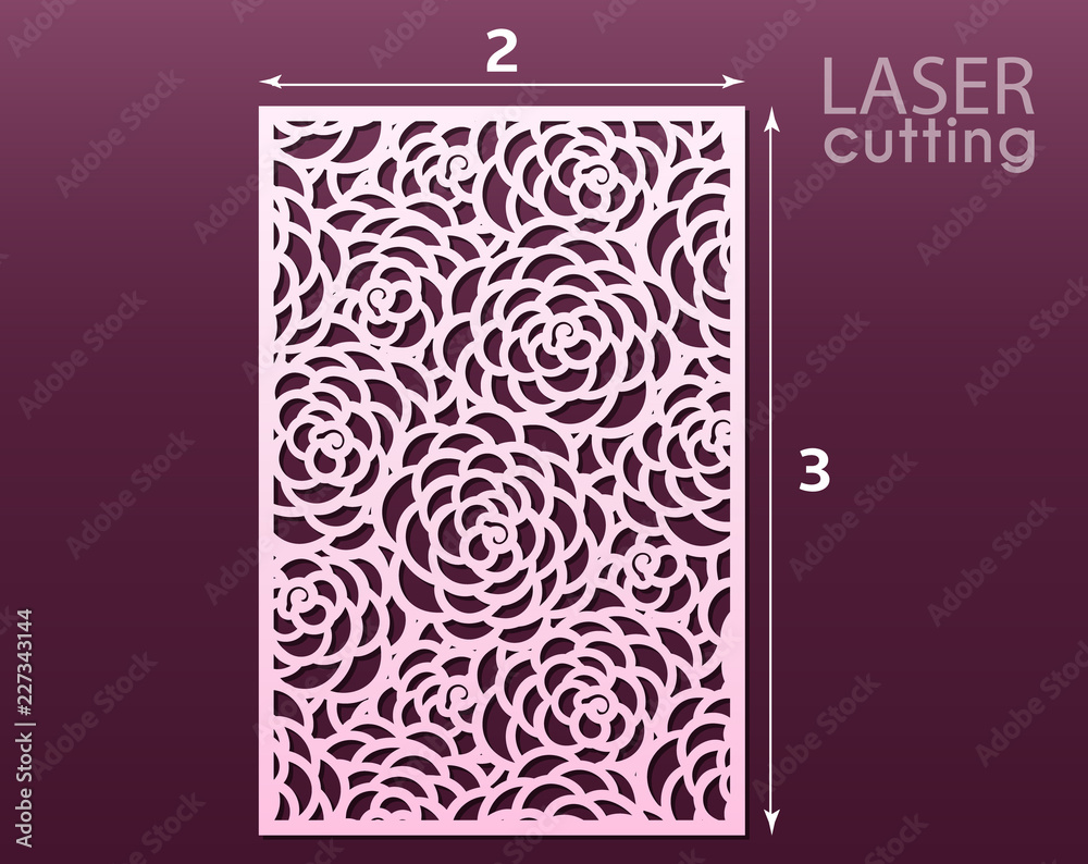 Laser cut panel with floral pattern of peony flowers, template for ...