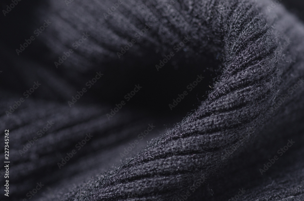 Black sweater fabric textile material texture macro blur background ...