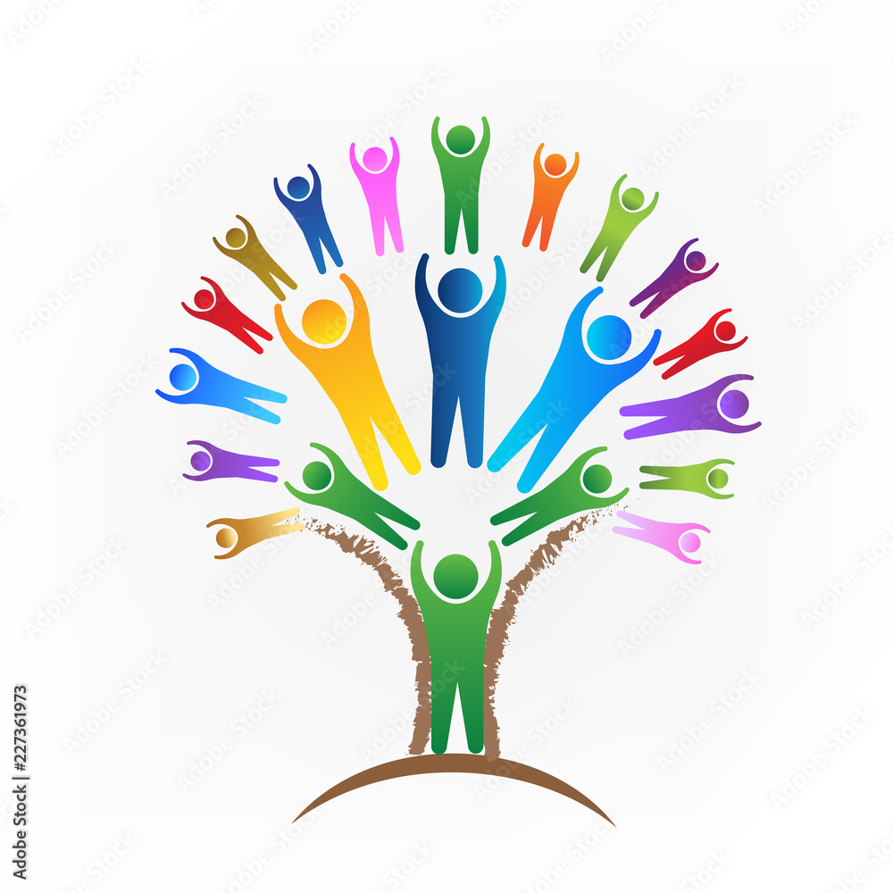 Logo tree teamwork people vector Stock Vector | Adobe Stock