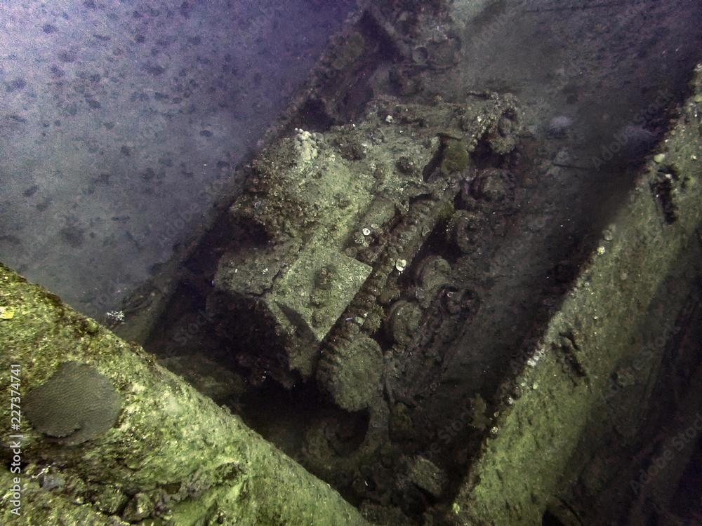 Foto de A light Japanese tank on board the wreck of the Nippo Maru, an ...