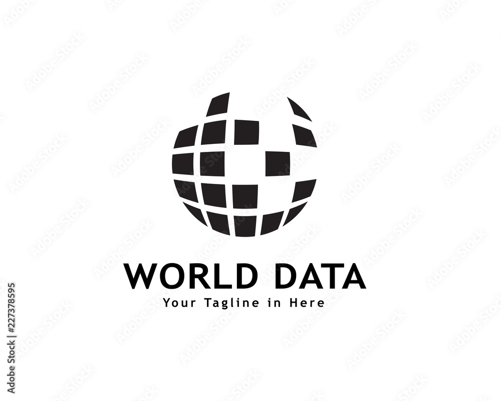 globe data logo, black melt data logo, merge data sphere Stock Vector ...