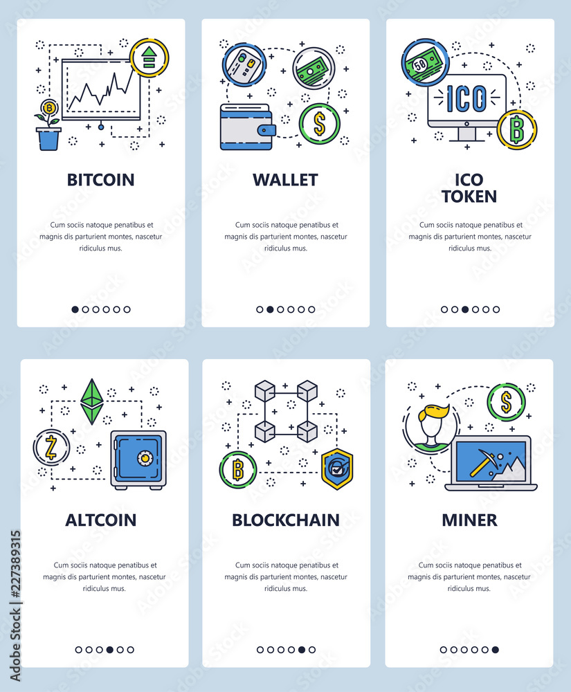 Vector line art web and mobile app template set Stock Vector | Adobe Stock