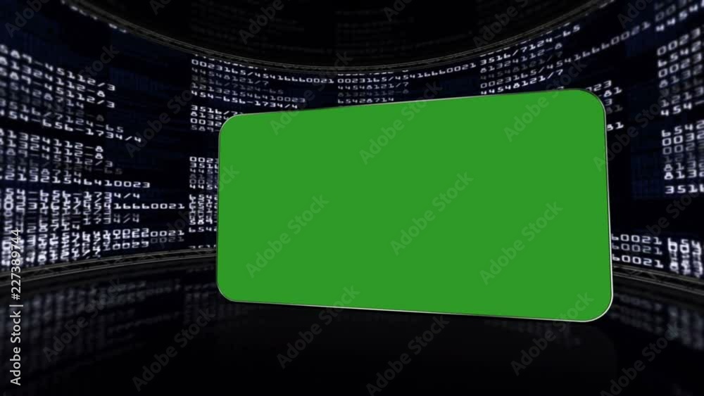 Green Screen Monitor and Random Numbers Technology Code Animation ...