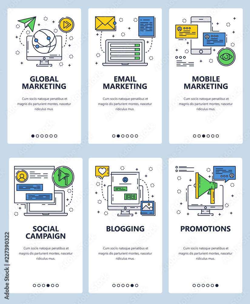 Vector line art web and mobile app template set Stock Vector | Adobe Stock