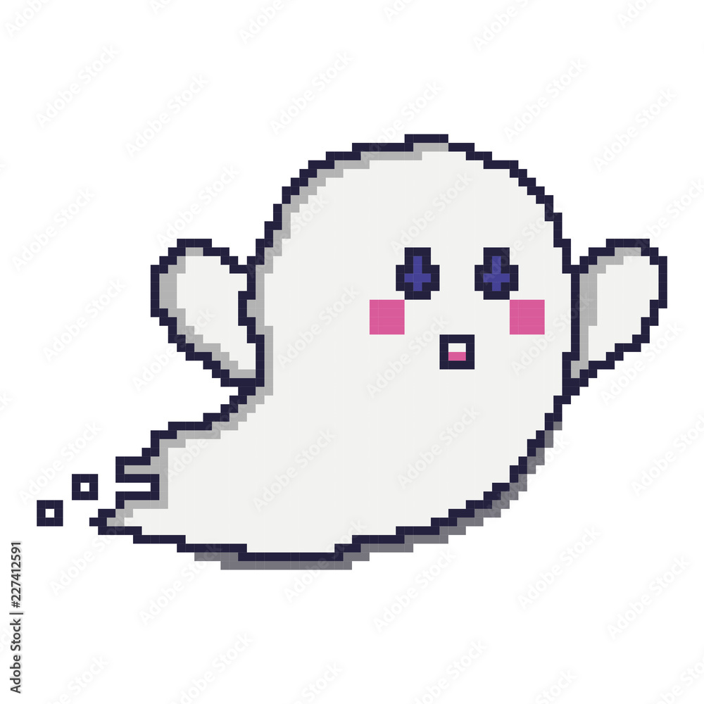 Cute ghost. Pixel art. Icon or component of the game. Vector ...