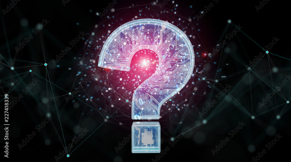 Blue digital question marks background 3D rendering Stock Illustration ...