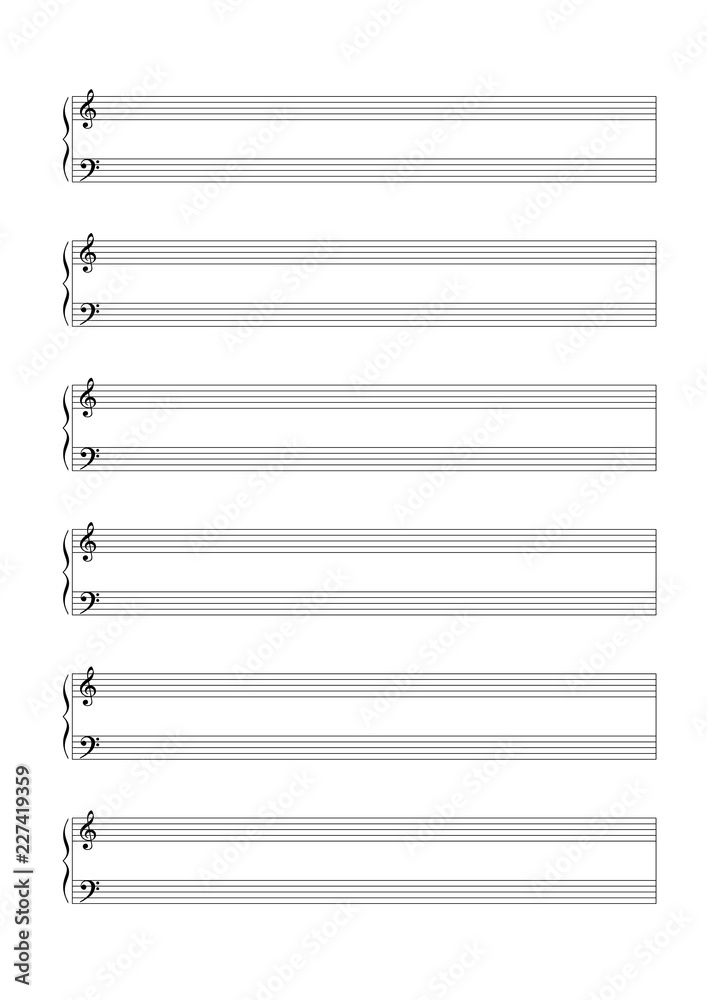 Blank Sheet Music Sheet for the notation of a voice or solo instruments ...