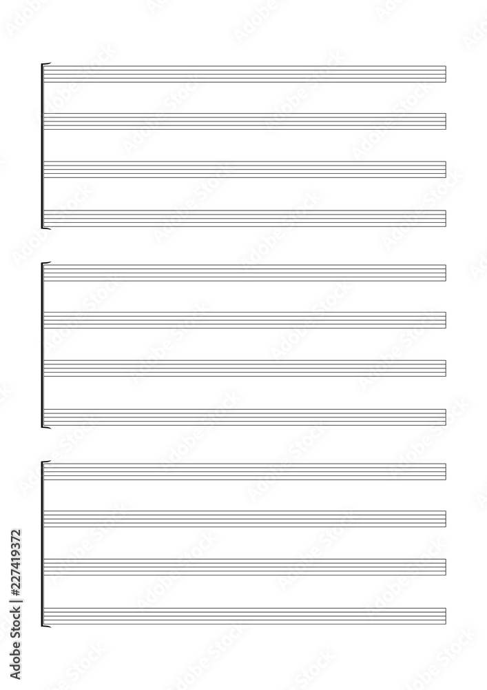 Blank Sheet Music Sheet for the notation of a voice or solo instruments ...