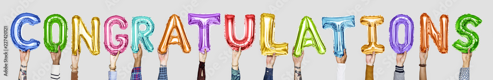 Rainbow alphabet balloons forming the word congratulations Stock Photo ...