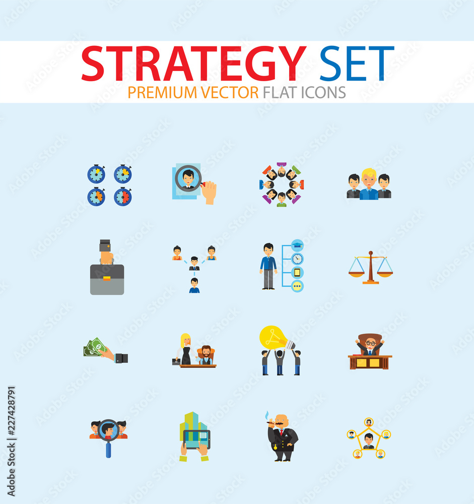 Strategy Icon Set. Team Structure Common Idea Director Executive ...