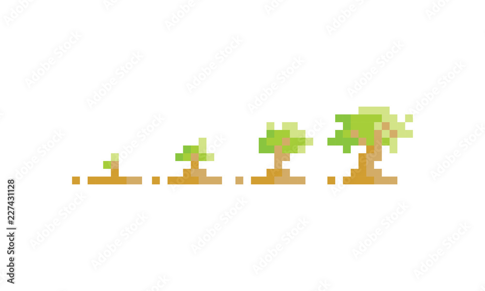 pixel art grown tree icon logo vector Stock Vector | Adobe Stock