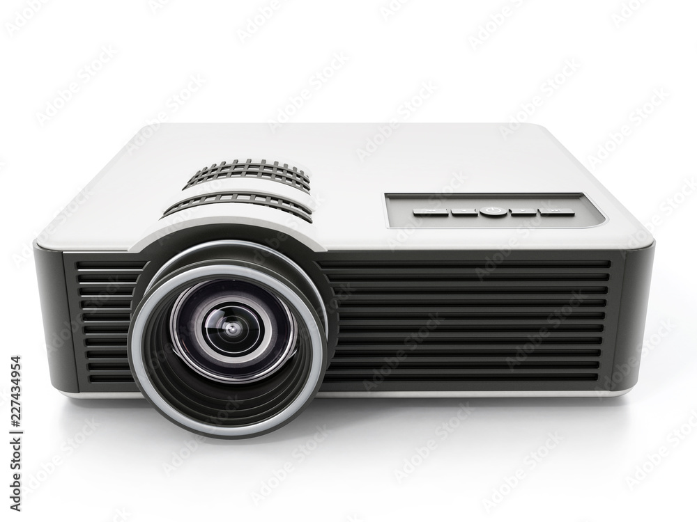 Generic projector isolated on white background. 3D illustration Stock ...
