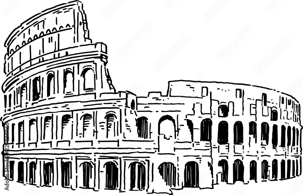 Colosseum Rome drawing vector Stock Vector | Adobe Stock